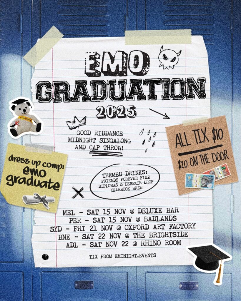 EMO GRADUATION 2025 MELBOURNE – $10 TIX – Deluxe Bar & Cocktail Lounge ...